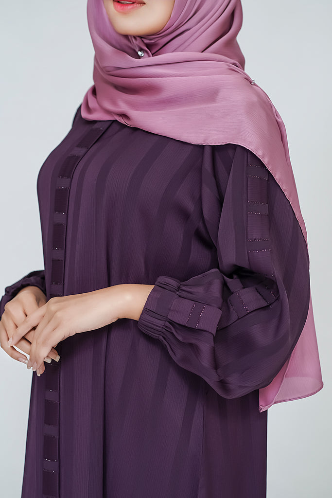 Close Stripe Purple Muslim Women Abaya – uniquewallart